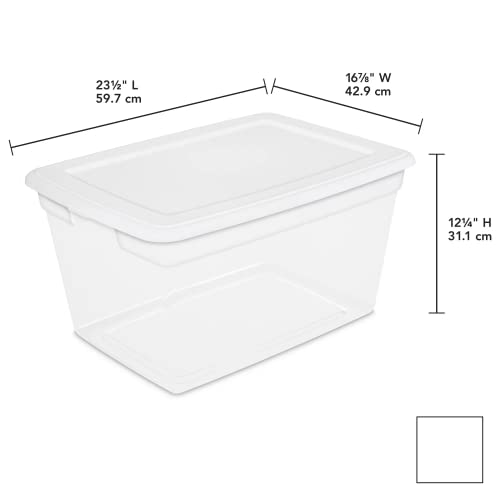 58 Qt Storage Box Clear Base White Lid Set of 8, QH 311