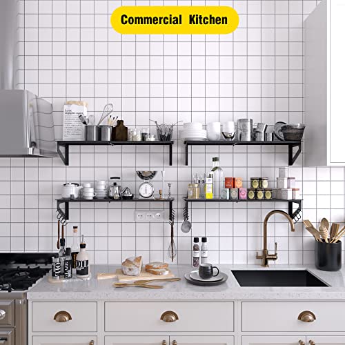 Adjustable Metal Wall Shelves, 8"x18.5"~31.5" ,120lbs Load Heavy Duty Wall Mount Storage Shelves w/ Shelf Bracket for Kitchen, Garage, Hotel, Restaurant, Bar and Utility Room (Black, 8"x18.5"~31.5")