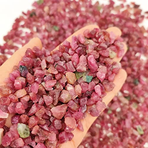 FUDGIO 100g Bulk Natural Red Tourmaline Gravel Rock Raw Crystal Specimen Gemstone Aquarium Decor Gift