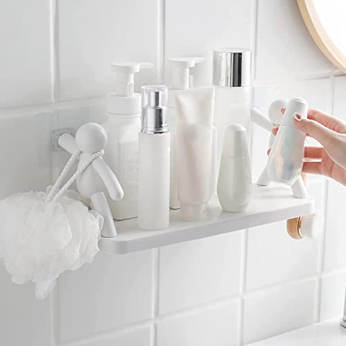 Giroayus Punching-Free Villain Storage Rack The Kitchen Toilet Receive Shelf,Floating Shelves Bathroom Wall Mounted Shelf (White, 4pc)