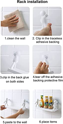 Giroayus Punching-Free Villain Storage Rack The Kitchen Toilet Receive Shelf,Floating Shelves Bathroom Wall Mounted Shelf (White, 4pc)