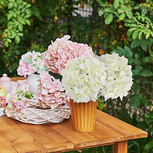 JPSOR 40pcs Artificial Hydrangea Silk Flower Heads with Stems, Fake Flowers for Mothers Day Wedding Centerpiece Home Garden Party Decoration (White)