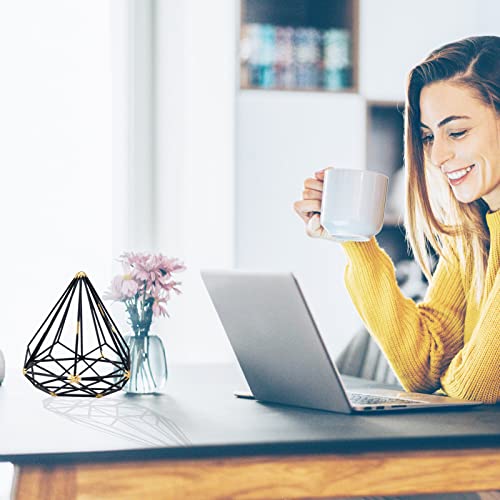 HLQMFHT 8 inches-Black Iron Sphere-Diamond Shape, Geometric Sculpture Decorative Sphere,Tabletop Decorations for Living Room, Study,Bedroom,Modern Home Decor Accents
