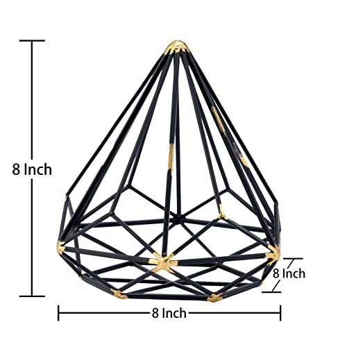 HLQMFHT 8 inches-Black Iron Sphere-Diamond Shape, Geometric Sculpture Decorative Sphere,Tabletop Decorations for Living Room, Study,Bedroom,Modern Home Decor Accents
