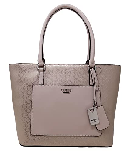 GUESS Women's Rose Dust Rose Gold Patent Logo Debossed Tote Bag Handbag Purse