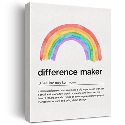 Motivational Wall Art Difference Maker Definition Canvas Print Framed Watercolor Difference Maker Poster Artwork for Office Home Wall & Tabletop Decor