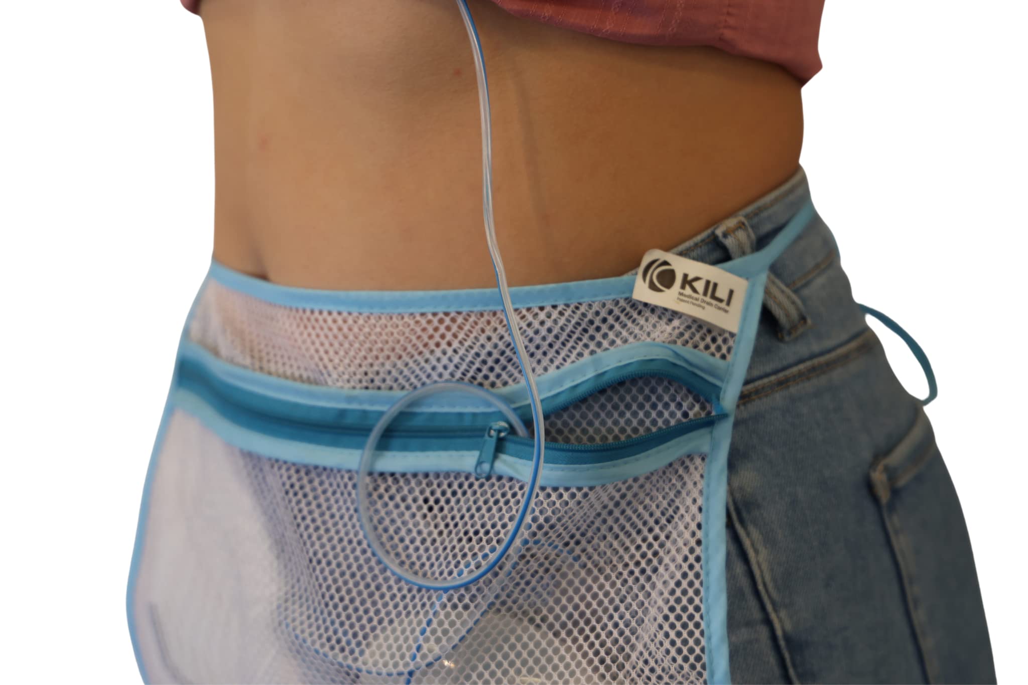 KILI Medical Drain Carrier Pouch - Post Surgery Mesh Drain Holder for Shower or Bath - For Any Surgery That Requires a Drain such as Mastectomy, Augmetation, Ostomy, Tummy Tuck