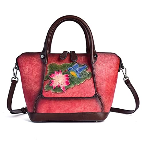 DANN Handbag Women's Bag Designer Vintage Floral Handbag Vintage Embossed Large Capacity Shoulder Bag (Color : E, Size : About 34cm 13cm 21cm)