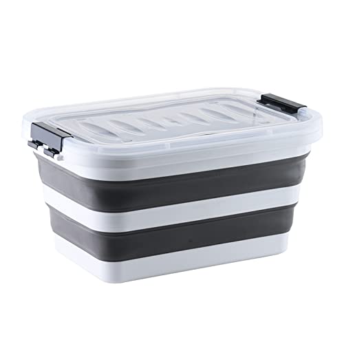 Large Storage Bags with Wheels, Heavy Duty Clothes Storage Bins Foldable Closet Organizer Storage Containers Latching Lids, 32Qt Collapsible Storage Box for Clothing, Blankets, Comforters, Bedding and Toys