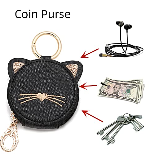 BESYIGA Girls Small Kitty Backpack 3 PCS Leather Backpack Purse for Women Travel Bag Kids Backpack Mini Backpack for Girls