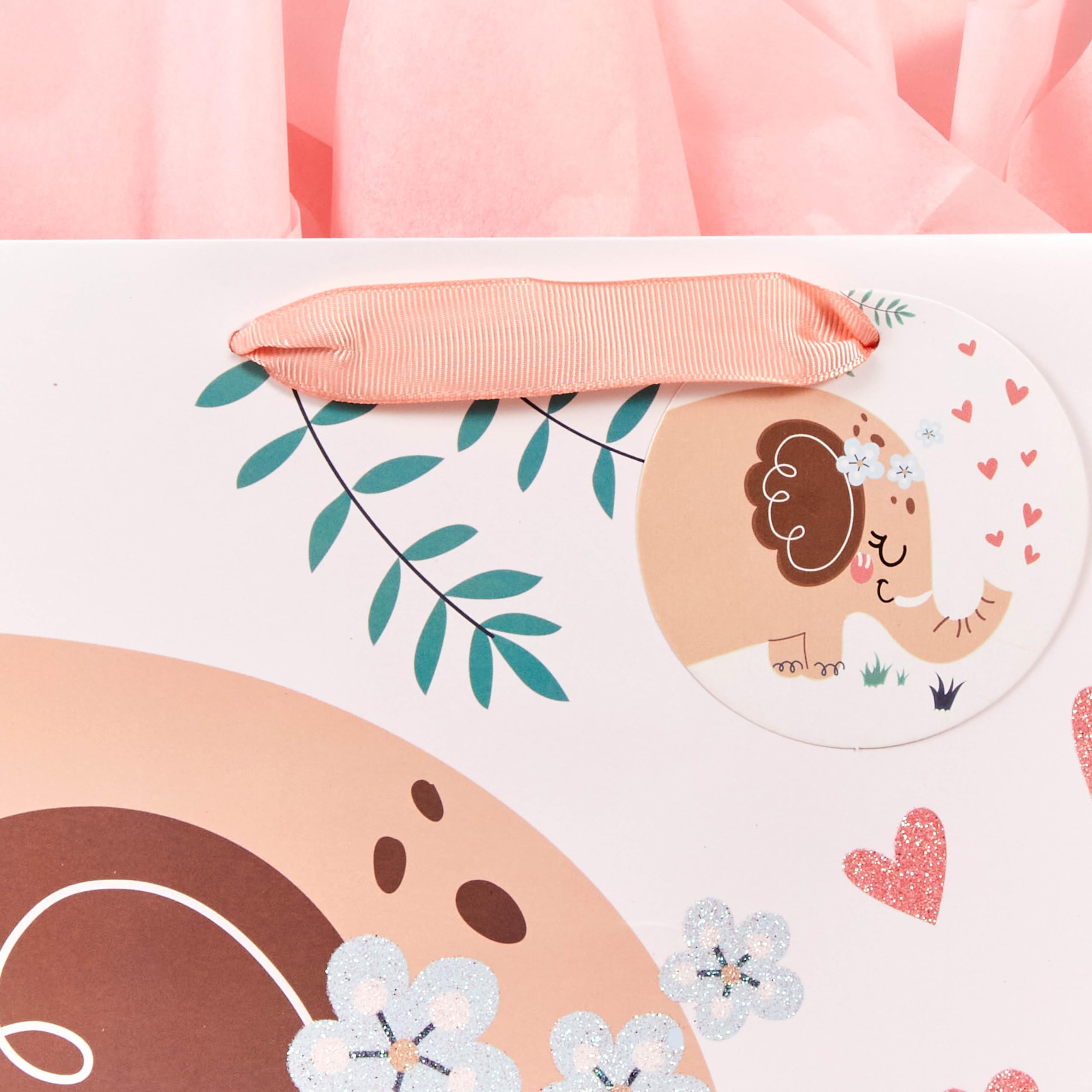 SUNCOLOR 2 Pack 13" Gift Bags for Baby with Tissue Paper