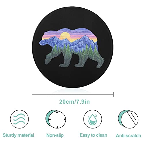 Sunset Bear Cutting Board Tempered Glass Chopping Board for Kitchen Hotel
