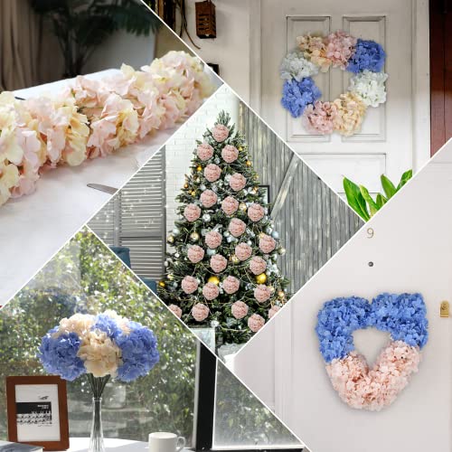 Alishomtll 5 Pcs Hydrangea Artificial Flowers with Removable Stems Full Silk Hydrangea Heads for Home Decor, Fake Faux Hydrangea Flowers for Wedding Centerpieces Party DIY Project (White)