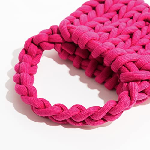 Woven Women Handbags Handmade Shoulder Bag Crochet Small Tote Bag Casual Spring Summer Purse Wrist Phone Pouch purple