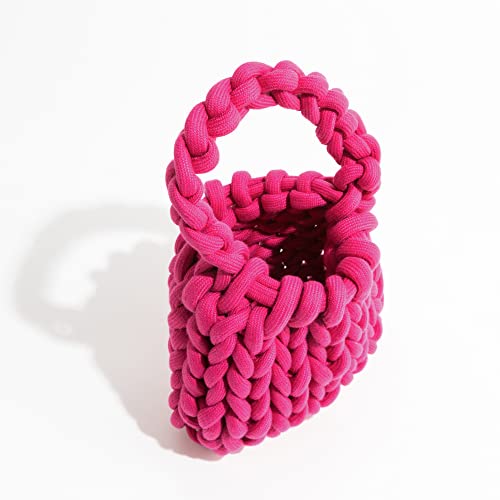Woven Women Handbags Handmade Shoulder Bag Crochet Small Tote Bag Casual Spring Summer Purse Wrist Phone Pouch purple