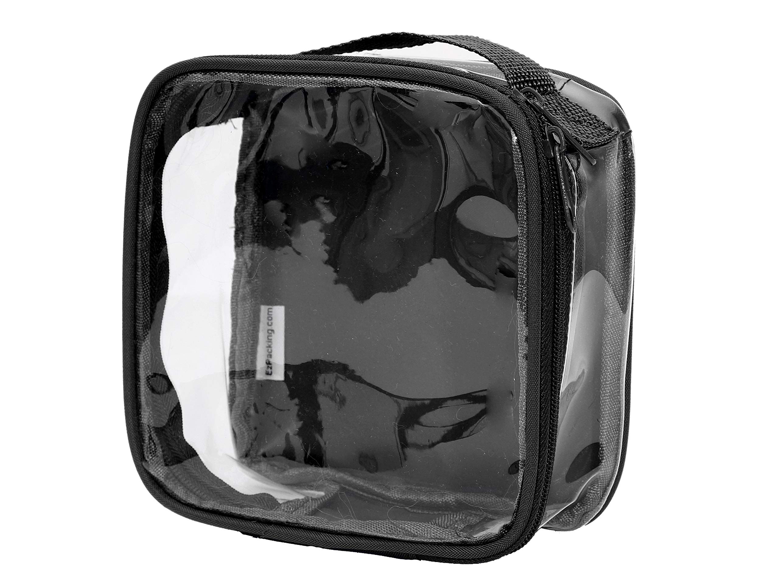 EzPacking Clear TSA Approved 3-1-1 Travel Toiletry Bag for Carry On/Quart Size Transparent Liquids Pouch for Airport Security/Reusable See Through Vinyl & PVC Plastic Organizer Men Women (Black)
