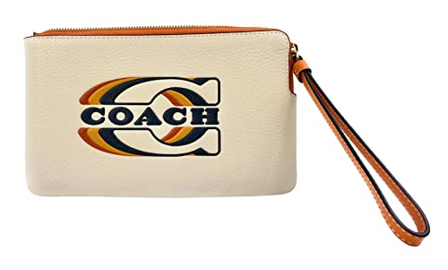 COACH Large Corner Zip Wristlet Stamp in Khaki/Chalk Multi