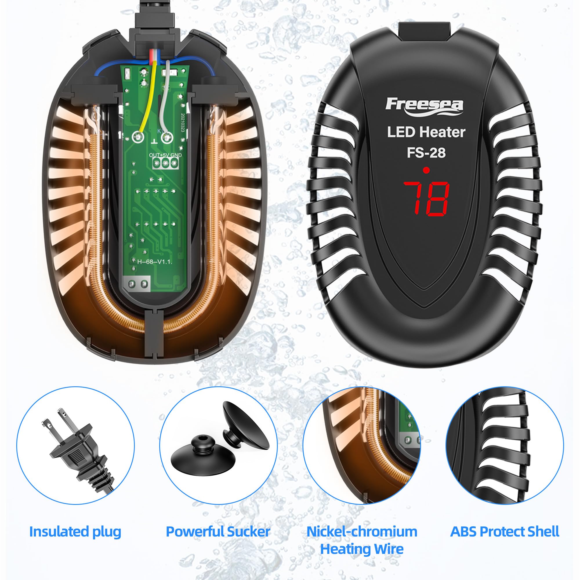 FREESEA Aquarium Fish Tank Heater: 100W Small Submersible Turtle Heater with Adjustable Temperature External Controller for Betta | Saltwater | Freshwater | 10-20 Gallon