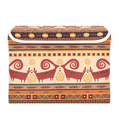 Room Storage Bins with Lids Storage Baskets for Fabric Persian Carpet Tribal Texture Photo Organizing 12x12x16