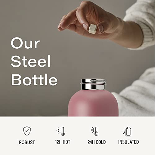waterdrop β 20 oz Starter Set β Stainless Steel Water Bottle With Vitamin Hydration Flavoring Cubes - Midtone Pink