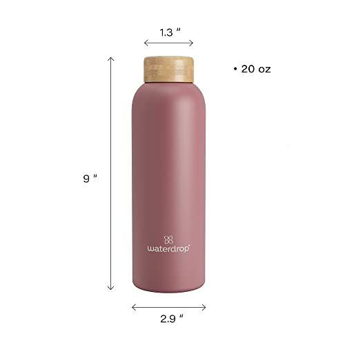 waterdrop β 20 oz Starter Set β Stainless Steel Water Bottle With Vitamin Hydration Flavoring Cubes - Midtone Pink