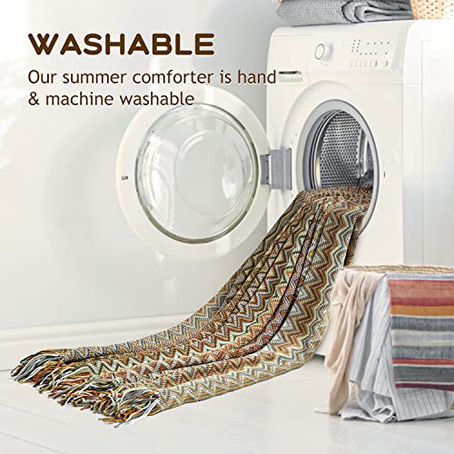 Cozary Woven Throw Blanket Reversible Cotton Bohemian, Tapestry Outdoor Knitted Tassel Blankets,Soft Cozy Lightweight Couch Decorative afghans Throw Blankets, Bed, Sofa,60 * 80 inches