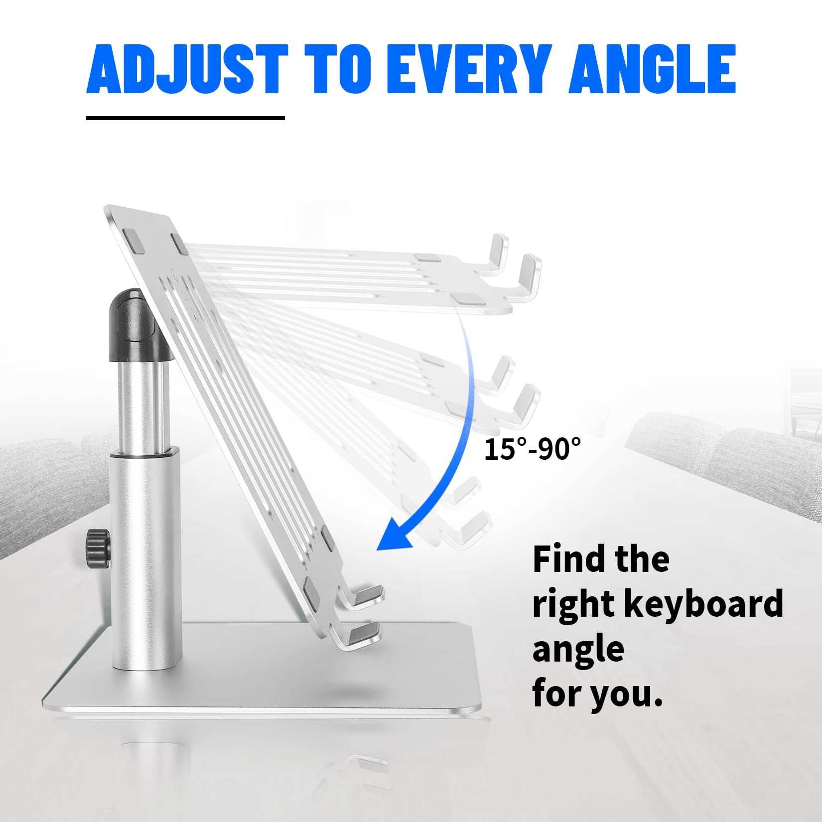 Laptop Stand, Adjustable Ergonomic Laptop Riser, Portable Aluminium Alloy Computer Stand for Laptop, Laptop Stand for Desk, Fits for HP, Macbook Air Pro, Dell, HP, Lenovo Fits 10-17.3" Laptop