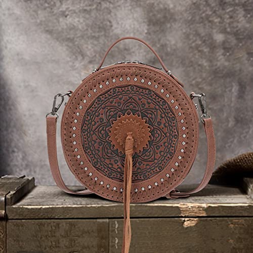 Wrangler Small Purses for Women Western Fringe Purses Crossbody Hanbags Bags Brown WG33-118BR