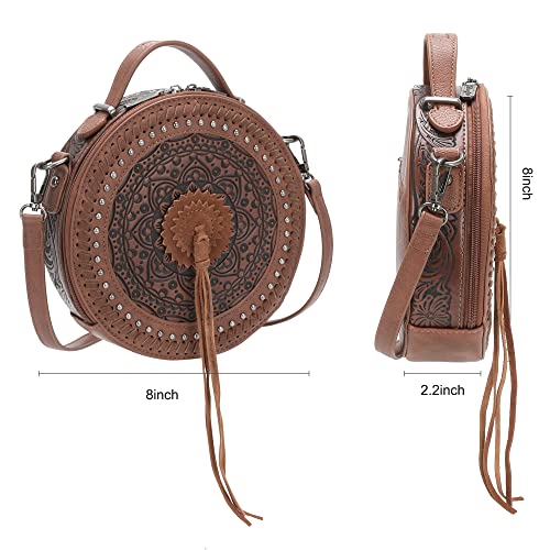 Wrangler Small Purses for Women Western Fringe Purses Crossbody Hanbags Bags Brown WG33-118BR