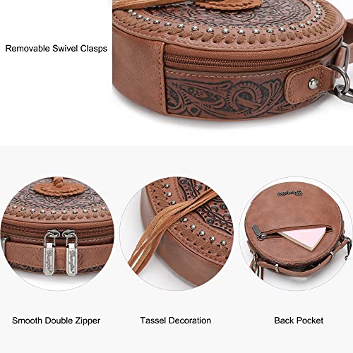 Wrangler Small Purses for Women Western Fringe Purses Crossbody Hanbags Bags Brown WG33-118BR