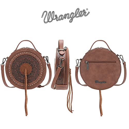 Wrangler Small Purses for Women Western Fringe Purses Crossbody Hanbags Bags Brown WG33-118BR
