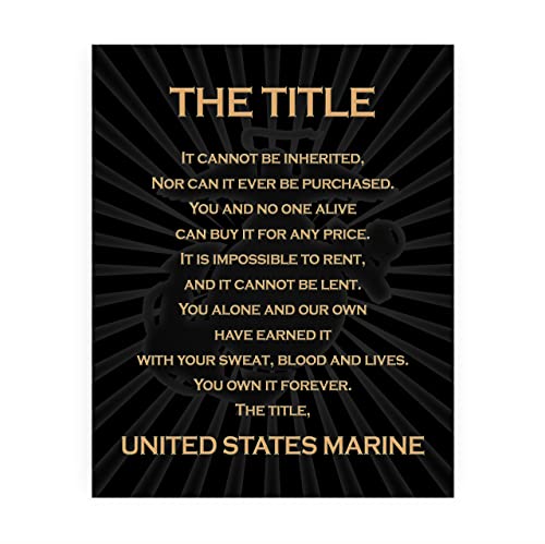 "The Title - United States Marine"- Patriotic US Marine Corps Wall Art Decor -8 x 10" Military Print -Ready To Frame. Home-Office-School Decor. Perfect Gift for Marines & Veterans. Semper Fi - Oorah!