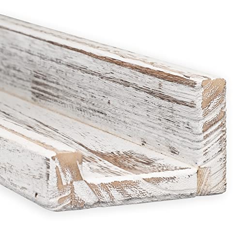 Rustic State Ted Wall Mount Extra Long Narrow Picture Ledge Photo Frame Display - 72 Inch Wooden Floating Shelf for Living Room Office Kitchen Bedroom Bathroom - Burnt White