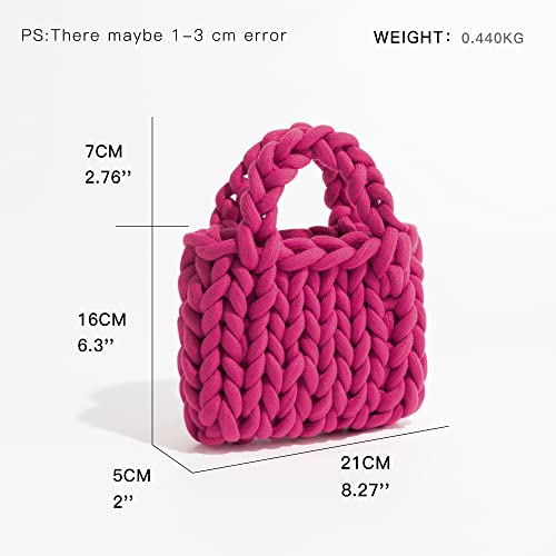 Handmade Coarse Cotton Crochet Tote Bag Knitted Winter Lady Handbag Small Cute Casual Rope Woven Clutch Purses White