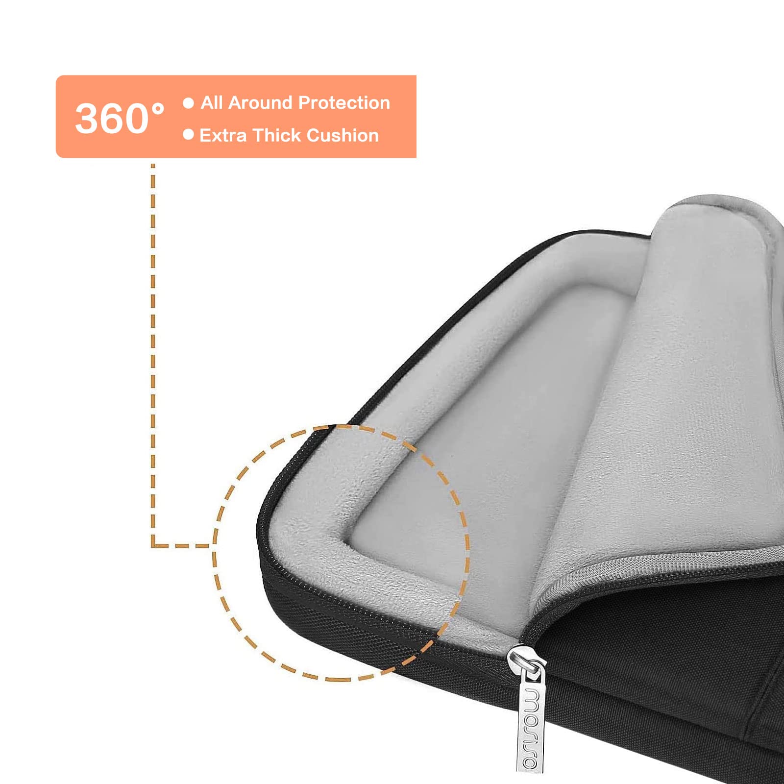 MOSISO 360 Protective Laptop Shoulder Bag Compatible with MacBook Air/Pro,13-13.3 inch Notebook,Compatible with MacBook Pro 14 inch 2023-2021,Side Open Sleeve with 3 Front Pockets&PU Handle&Belt,Black
