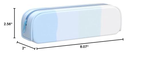 minimaliving Pencil Case,Colorful Silicone Waterproof Pencil Pouch Aesthetic Lightweight&Portable Pen Bag Stylish Small Office Supplies for Adults,Women and Men(Blue)