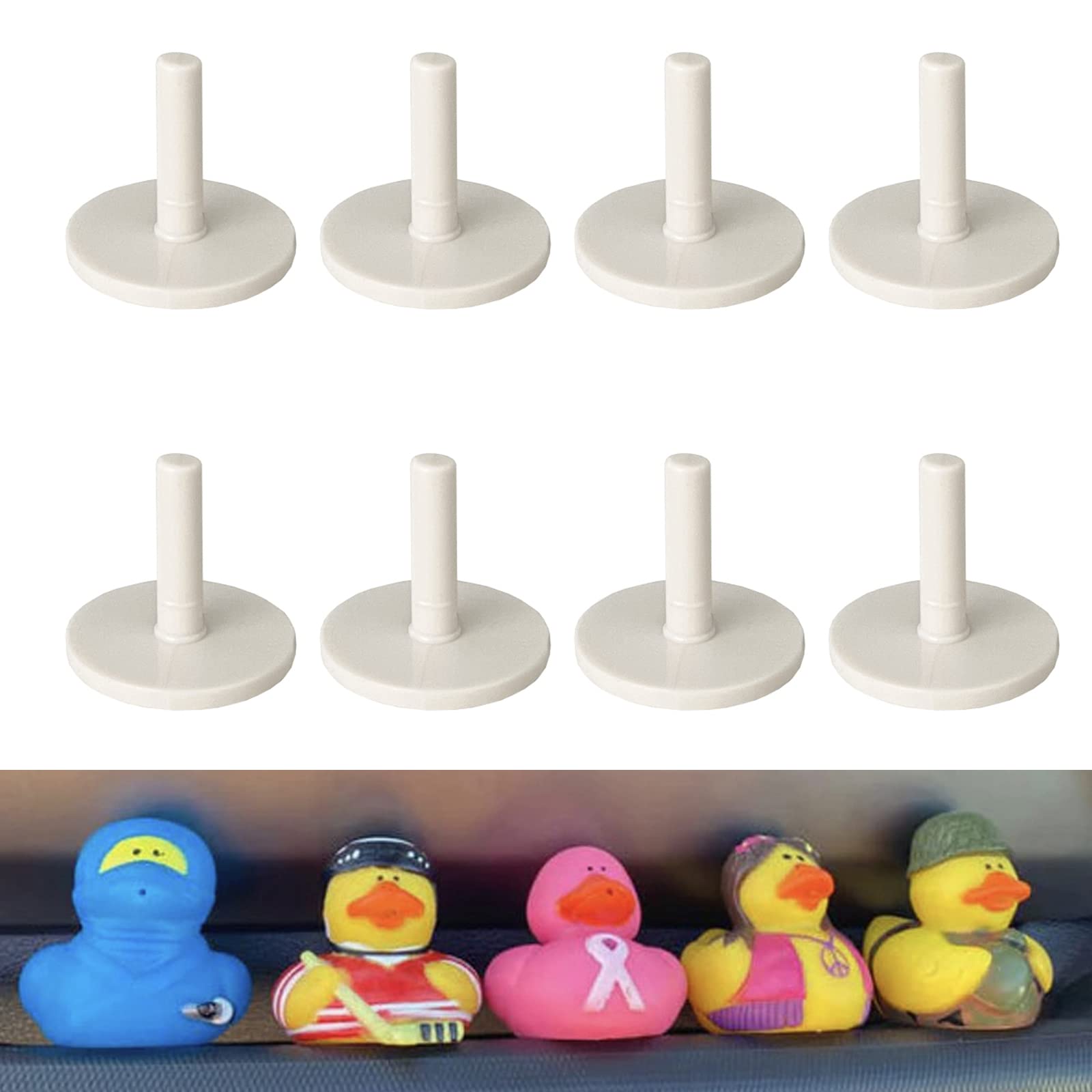 TEYOUYI 8pcs Duck Plug - Rubber Duck Mount,Flock Locker Rubber Duck Holder for Jeep Dash and Fixed Display,Gift for Jeep Lover,White(Excluding Rubber Duck)