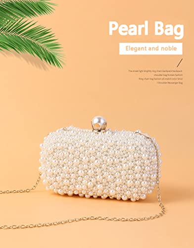 YYIHER Pearl Clutch White Clutch Purses for Women Evening Handbags Beaded Clutch Wedding Bridal Clutch Parites Prom