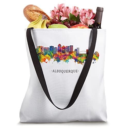 City Watercolor Skyline Home State Souvenir Albuquerque NM Tote Bag