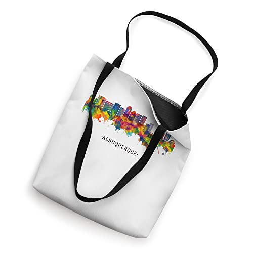 City Watercolor Skyline Home State Souvenir Albuquerque NM Tote Bag