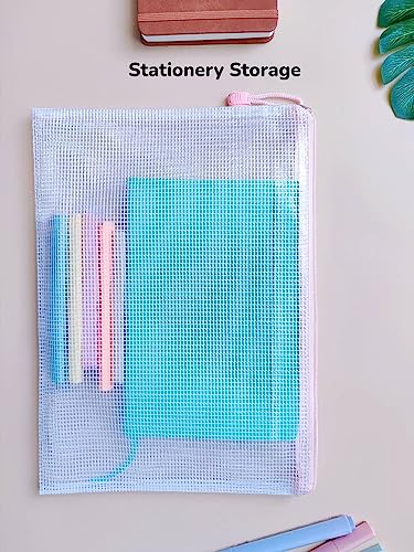 CHIF HAUTH 20pcs Mesh Zipper Pouch Bags, Waterproof Zipper Bags in A4 Size, Ideal for Organizing Office Supplies, Cosmetics, Stationery, and Board Games Storage