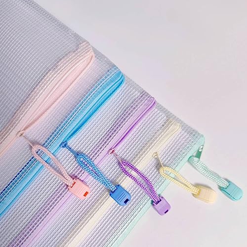 CHIF HAUTH 20pcs Mesh Zipper Pouch Bags, Waterproof Zipper Bags in A4 Size, Ideal for Organizing Office Supplies, Cosmetics, Stationery, and Board Games Storage