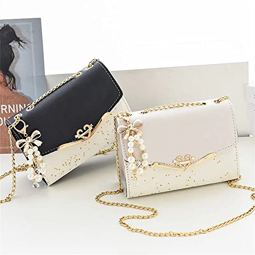 Crossbody Shoulder Square Bags for Women Glittering Stars Purse PU Leather Handbag Satchels Tote Bag with Metal Chain Strap
