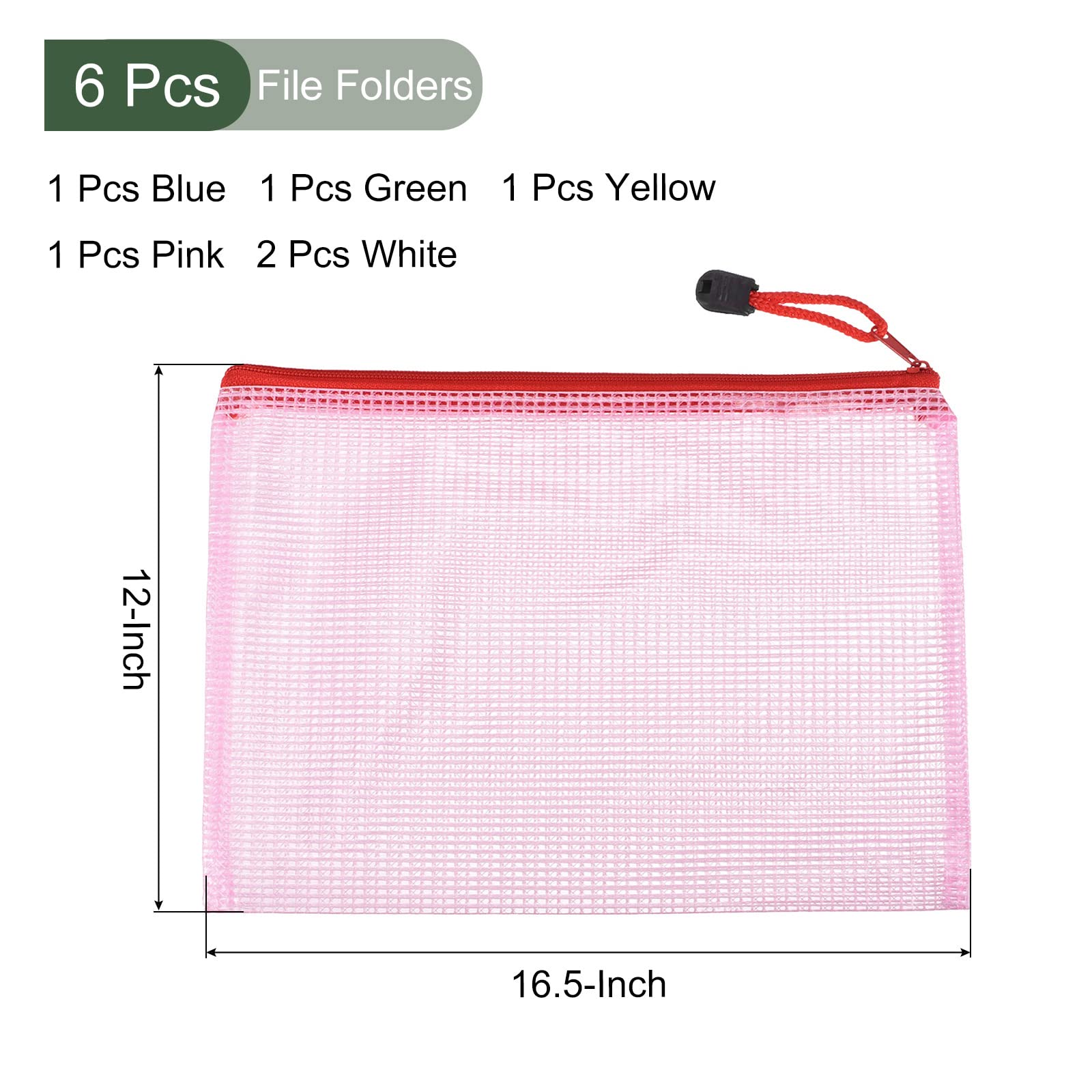YOKIVE 6 Pack Mesh Zipper Pouch, Waterproof Mesh File Bill Pockets | Plastic Travel Bags, Great for Office(Multicolor, A3)