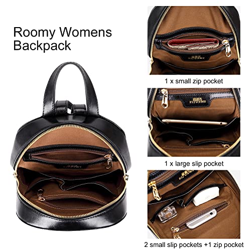 PIJUSHI Womens Genuine Leather Backpack Purse for Women Crocodile Leather Backpack (66512 Black Croco)