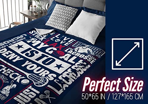 InnoBeta Lacrosse Gifts for Boys Throw, My Goal is to Deny Yours Flannel Blankets for Men 50" x 65"