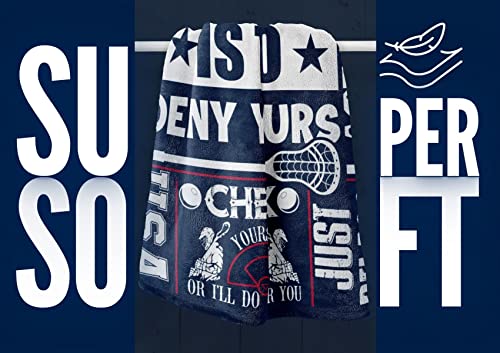 InnoBeta Lacrosse Gifts for Boys Throw, My Goal is to Deny Yours Flannel Blankets for Men 50" x 65"