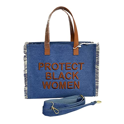 Women Tassel denim Protect Black Women Purse and Handbag Ladies cowboy Top Handle Crossbody Satchel Shoulder Tote bag (blue)