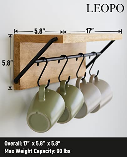 LEOPO Multi-Functional Floating Shelf, Rustic Wood Shelf, Wall Mounted Shelf for Bedroom, Bathroom, Living Room, Kitchen