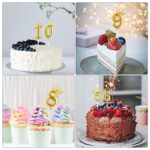 2.36in Birthday Number Candle, 3D Candle Cake Topper with Crown Cake Numeral Candles Gold Number Candles for Birthday Anniversary Parties (2)